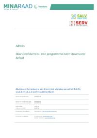 Blue deal decreet. Van programma naar structureel beleid. Gezamenlijk advies Minaraad, SERV en ...